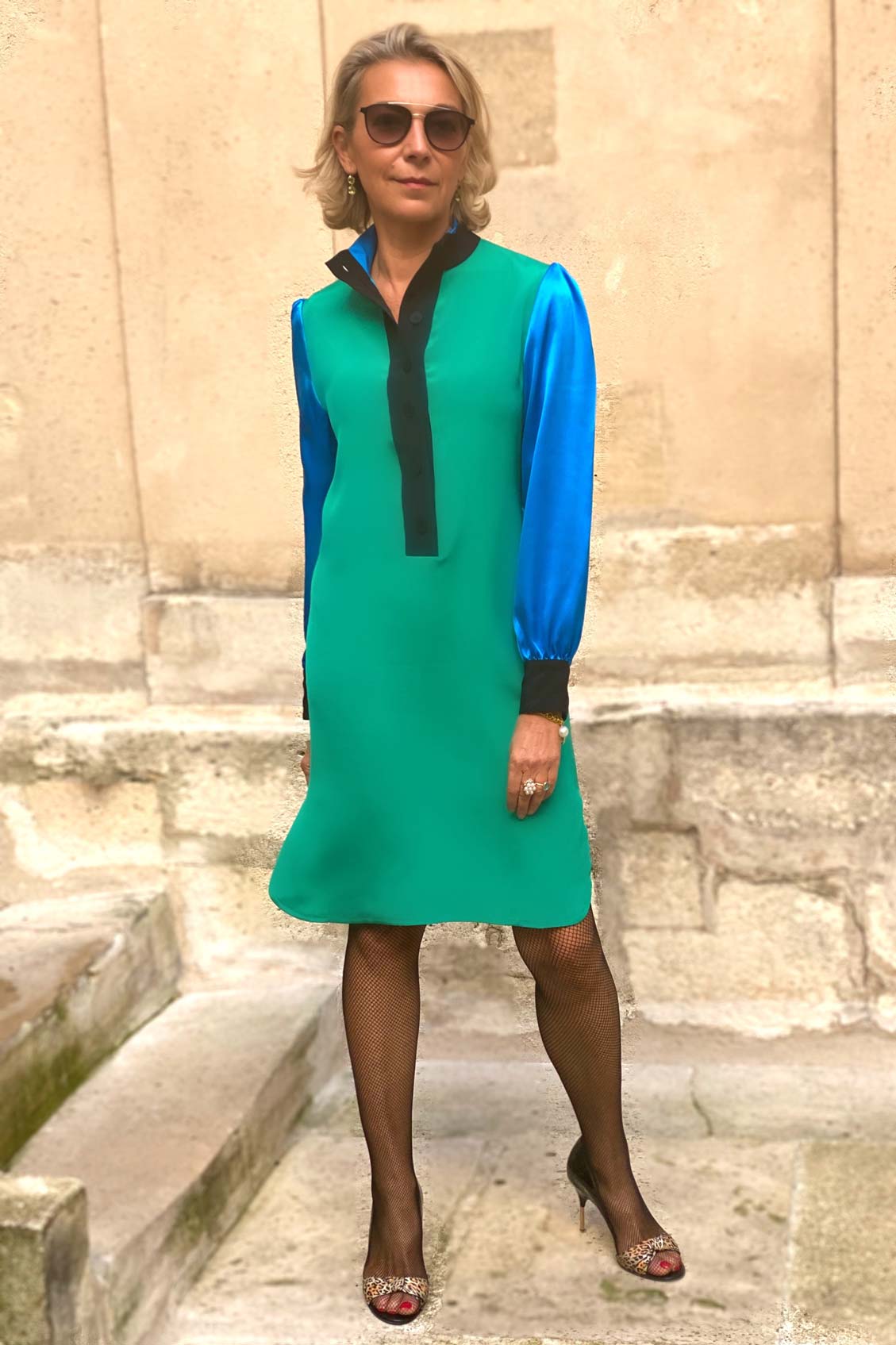 JASON DRESS - EMERALD SILK DRAP - DOVIMA Paris | Dovima Paris